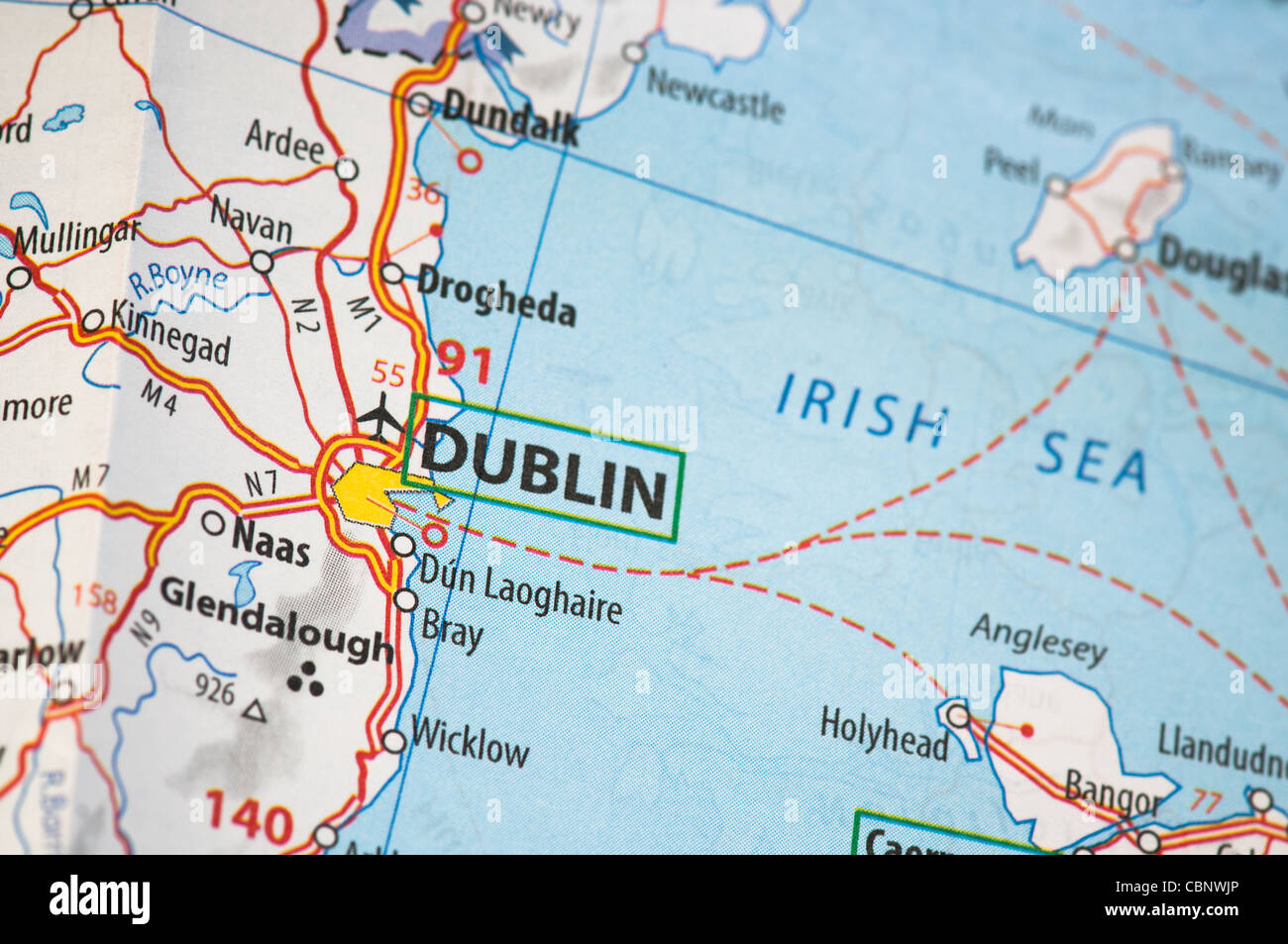 Dublin on a map Stock Photo - Alamy