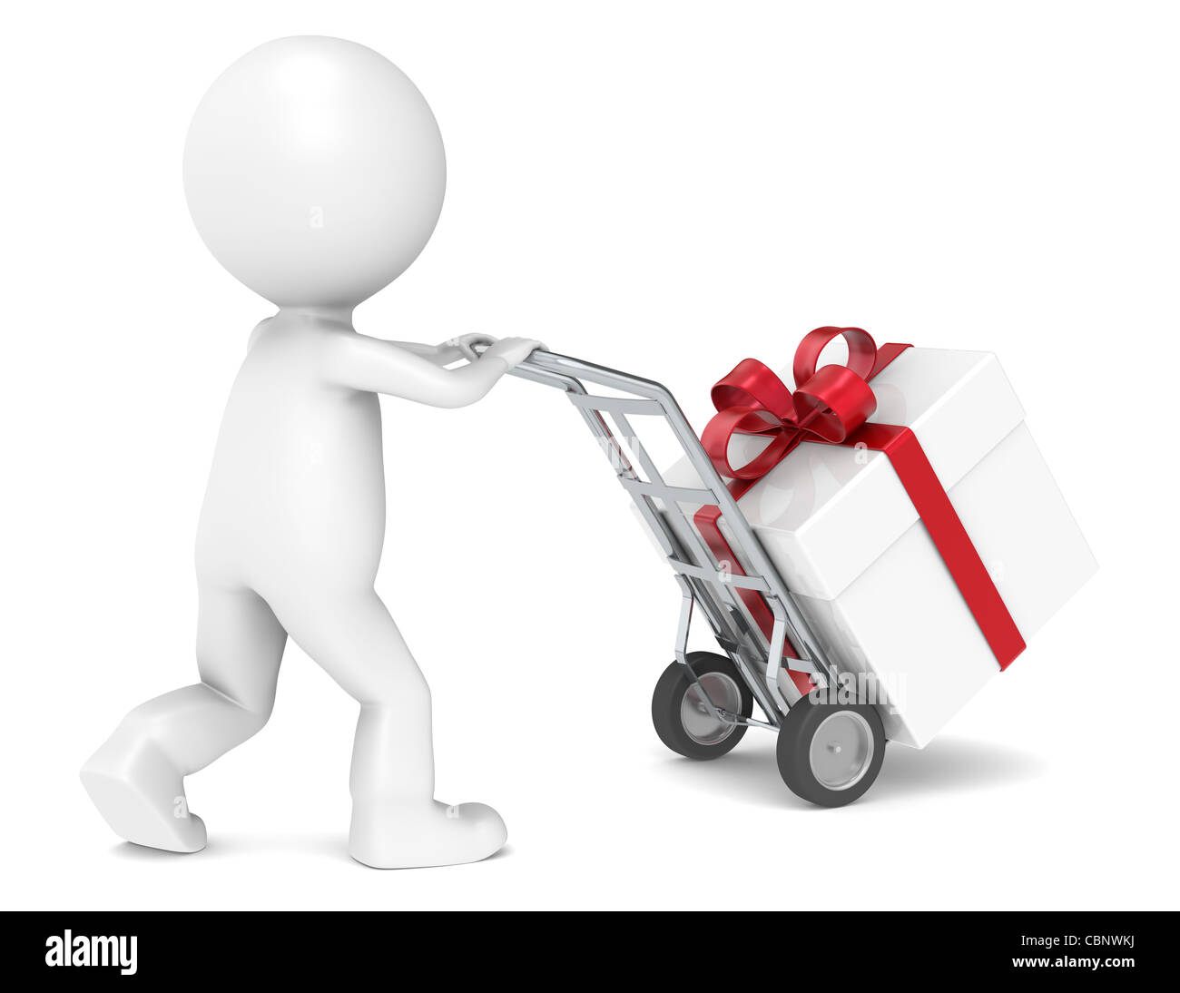 3D little human character delivering a Gift Box. People series Stock ...