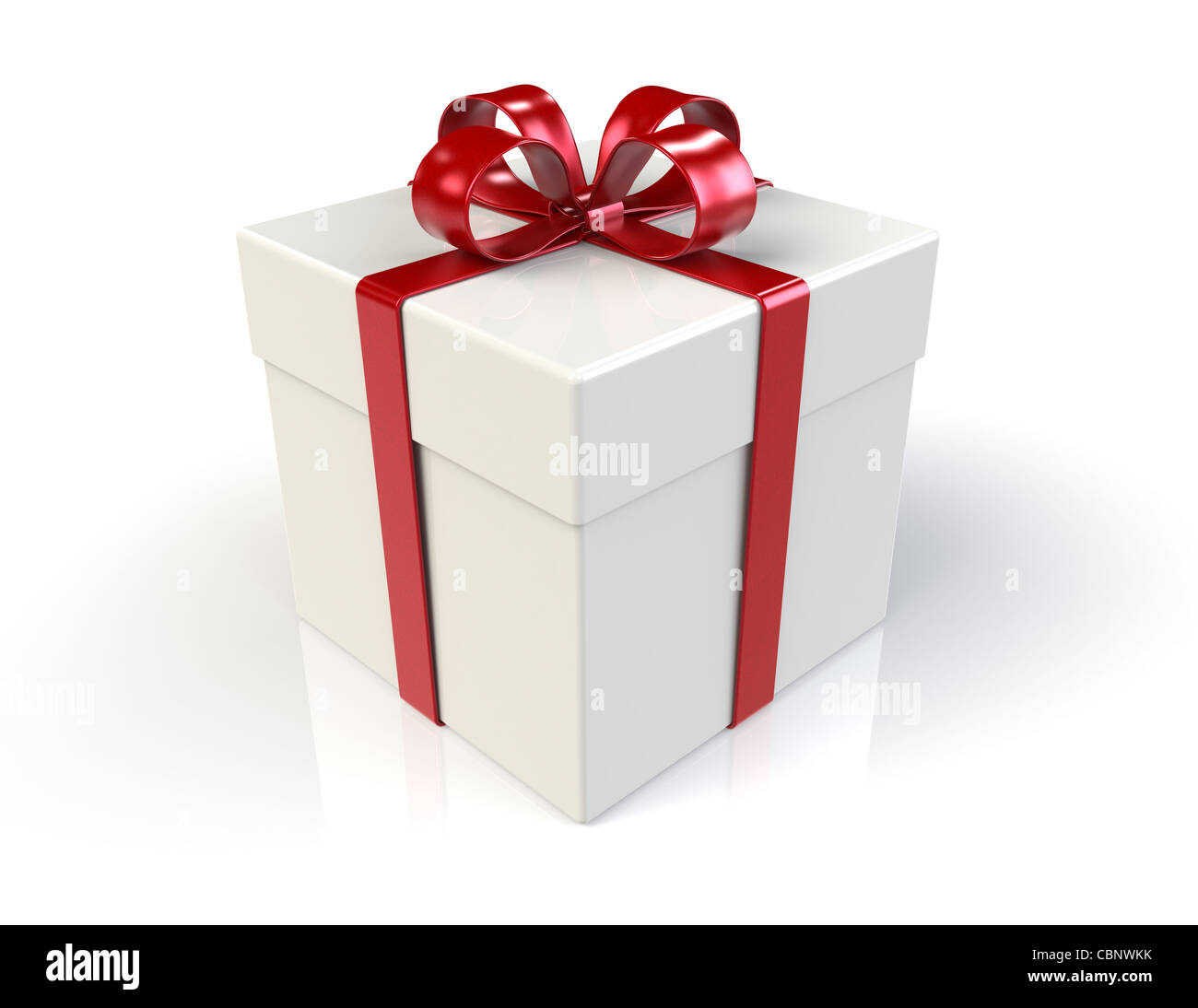 Classic Gift Box with Red Ribbon. Reflective floor and shadows Stock ...