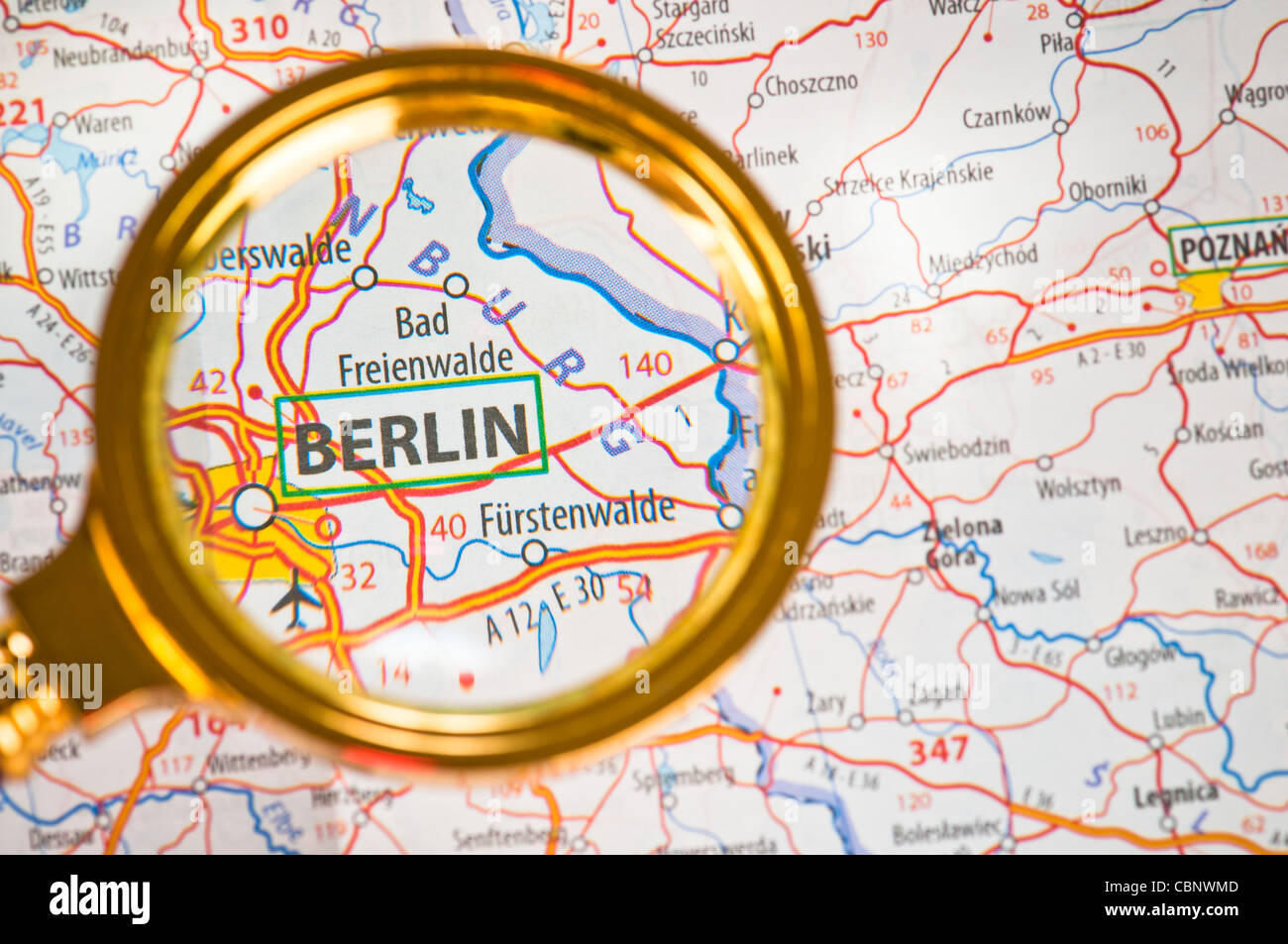 Berlin on a map Stock Photo - Alamy