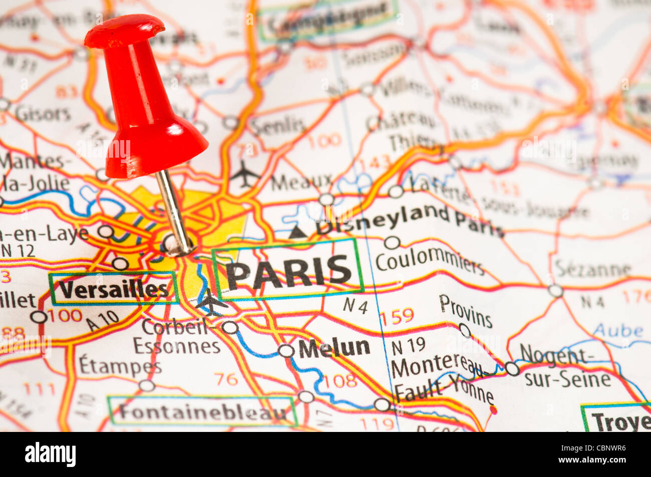 Paris on a map Stock Photo - Alamy
