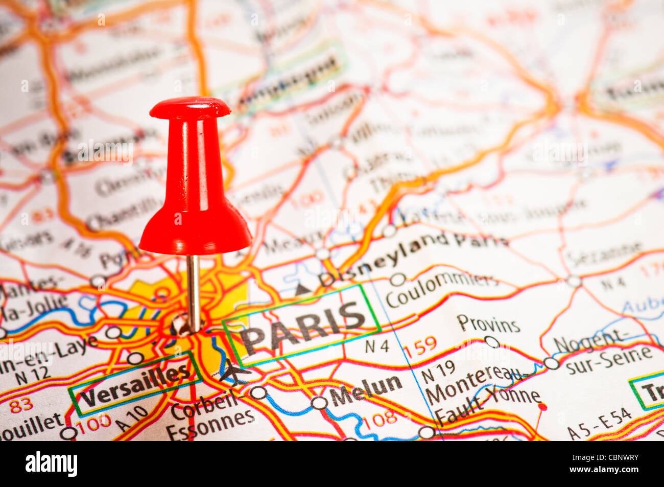 Paris on a map Stock Photo - Alamy