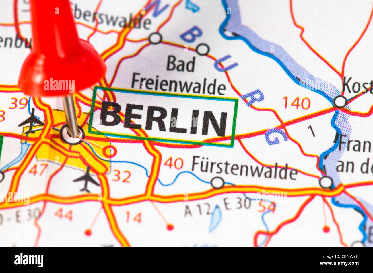 Berlin on a map Stock Photo - Alamy