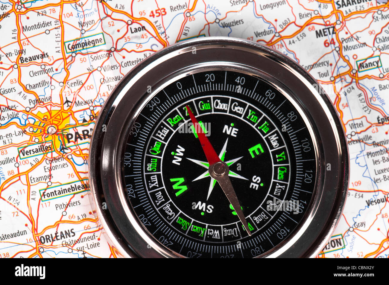 A compass on the map of the European continent Stock Photo - Alamy