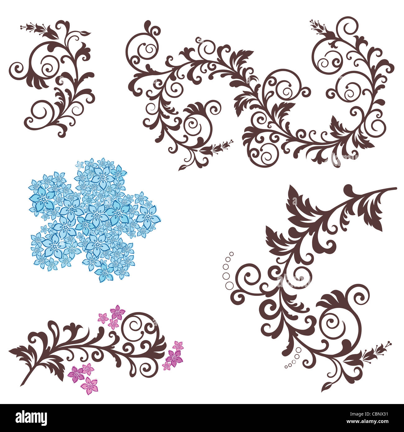 Swirls with leaves and flowers hi-res stock photography and images - Alamy