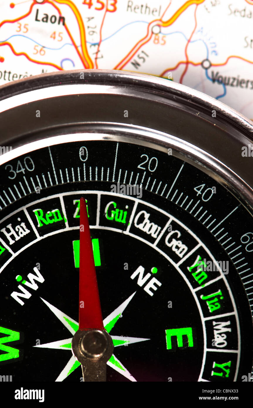 A compass on the map of the European continent Stock Photo - Alamy