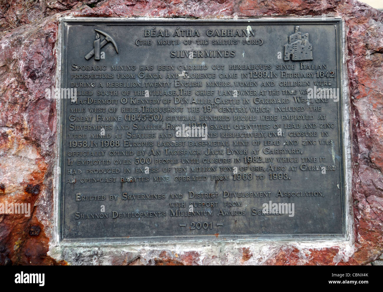 Silvermines Tipperary plaque commemorate commemorating mark remembrance ...