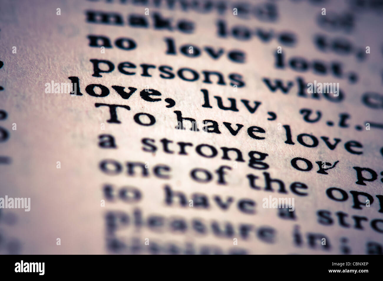 Word love from the dictionary, a close up Stock Photo - Alamy