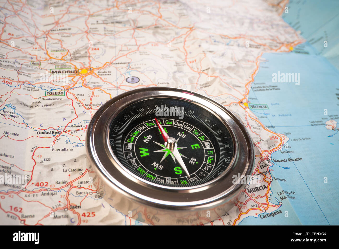 A compass on the map of the European continent Stock Photo - Alamy