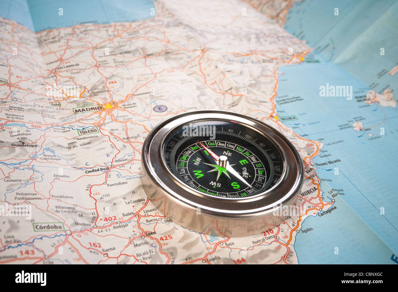 A compass on the map of the European continent Stock Photo - Alamy