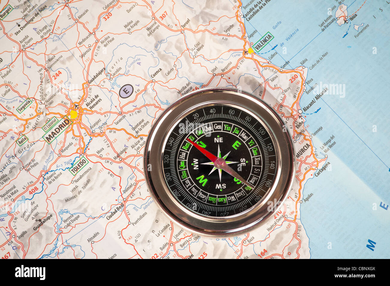 A compass on the map of the European continent Stock Photo - Alamy