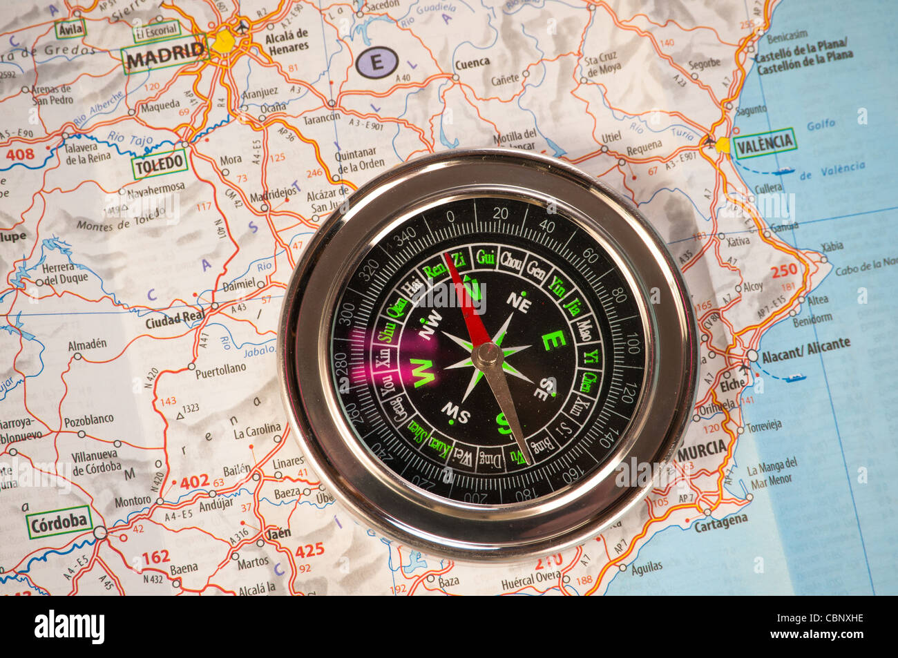 A compass on the map of the European continent Stock Photo - Alamy