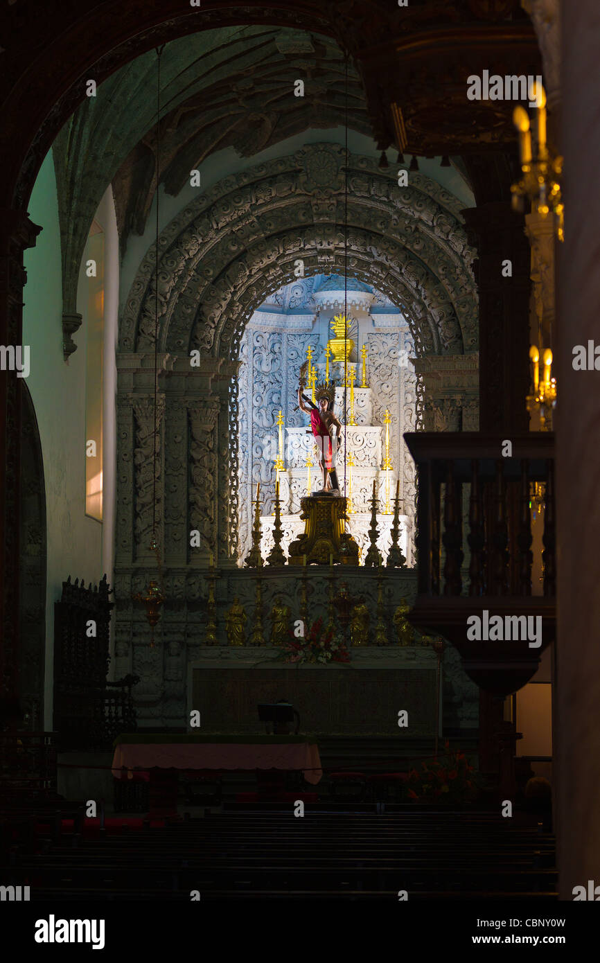 Interior Main Church St Sebastian Altar Ponta Delgada Azores Stock ...
