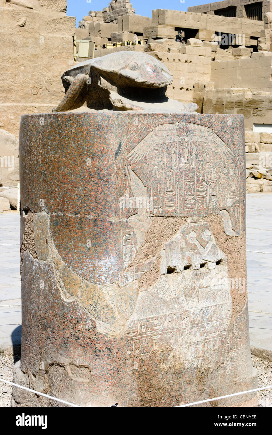 Statue of a Sacred Scarab beatle at the temple of Karnak - Luxor, Upper ...