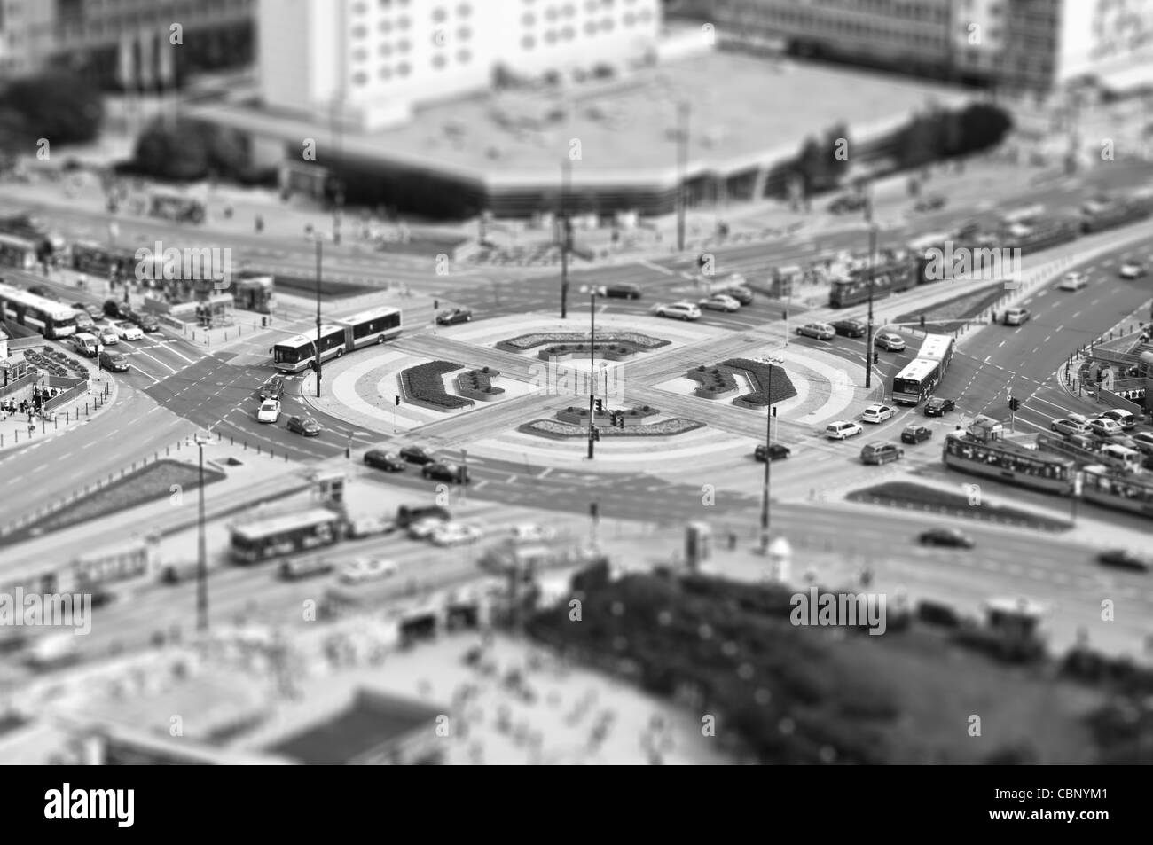 Roundabout traffic Black and White Stock Photos & Images - Alamy