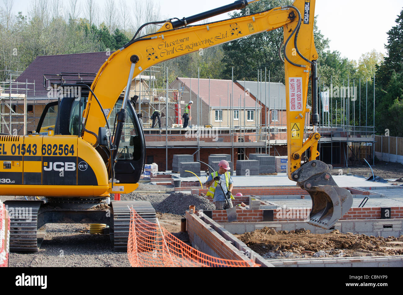 Construction work taking place on a building site in the Midlands Stock ...
