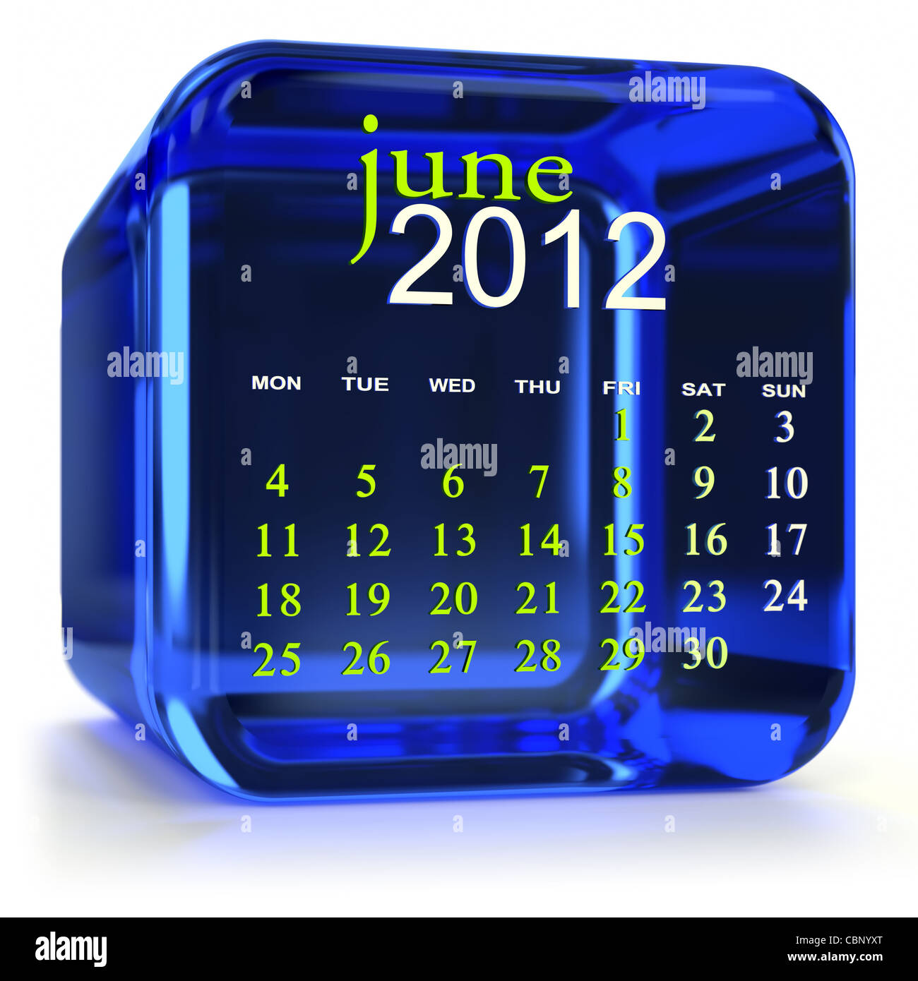 Blue glass calendar. Part of a calendar set Stock Photo - Alamy