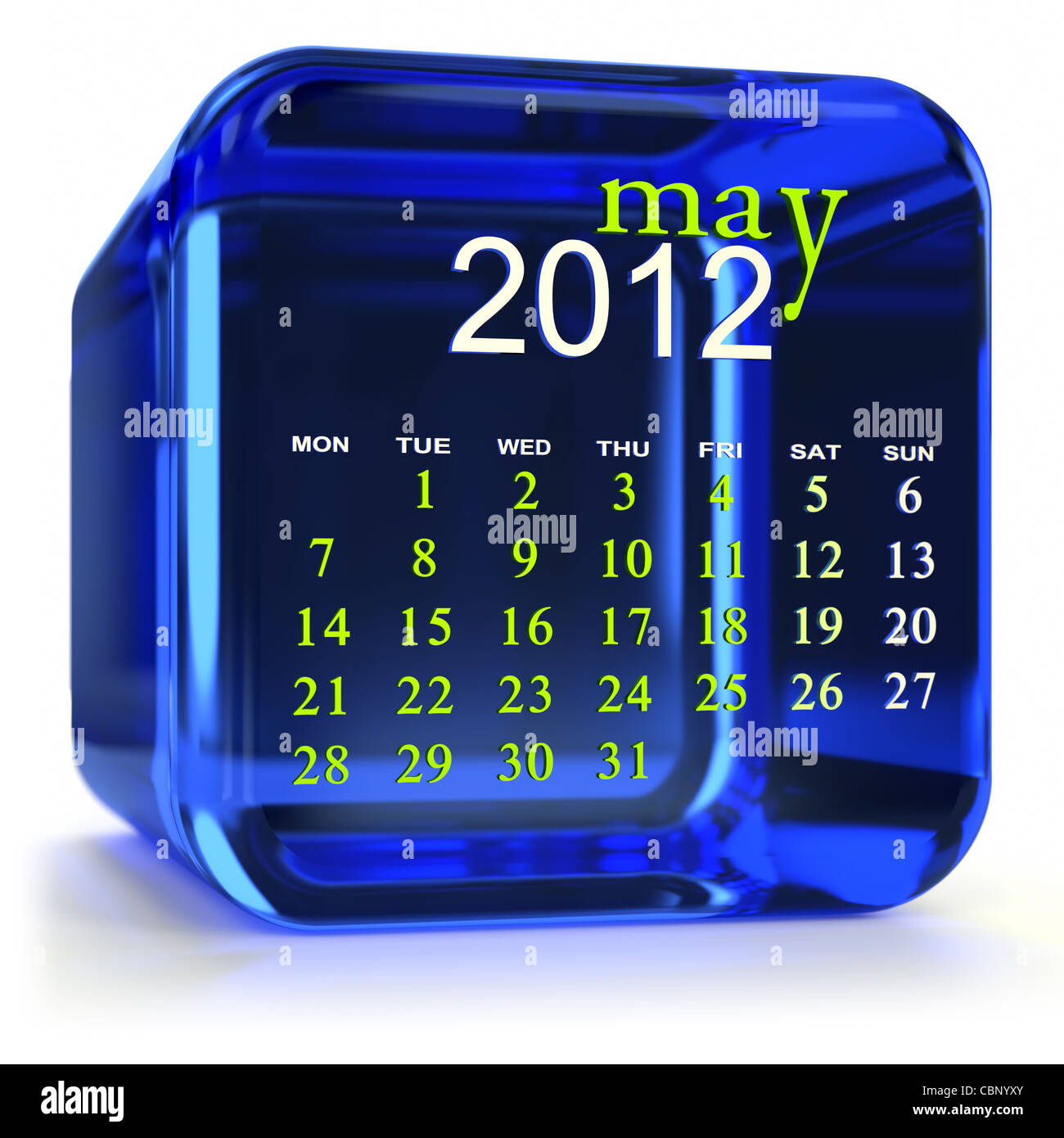 Blue glass calendar. Part of a calendar set Stock Photo - Alamy