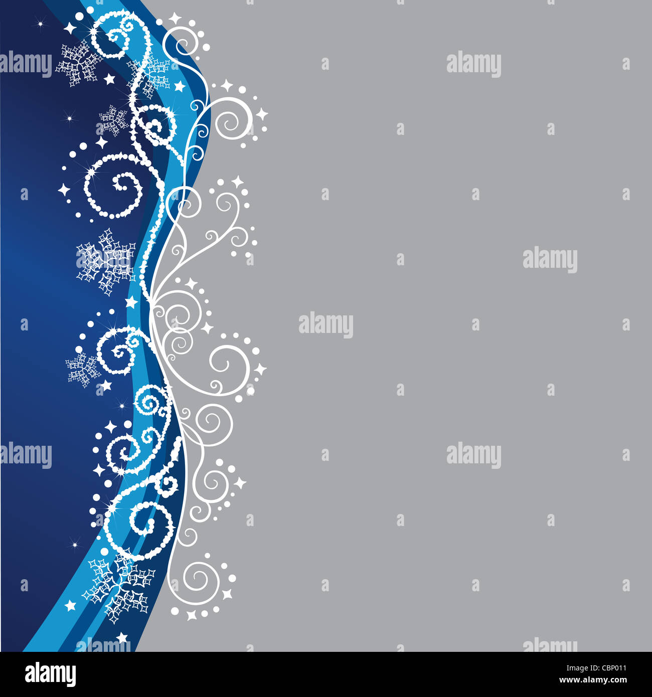 Blue Christmas border design on silver background Stock Photo - Alamy