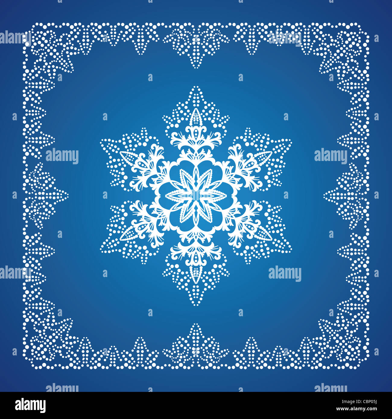 Single detailed snowflake with Christmas border Stock Photo - Alamy