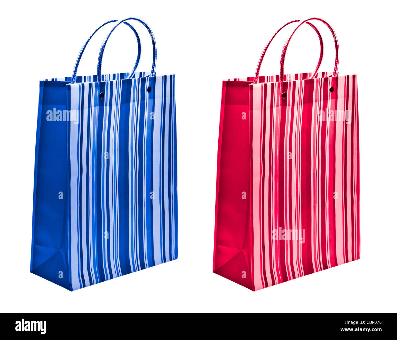 two packets of red and blue color isolated on white background Stock ...