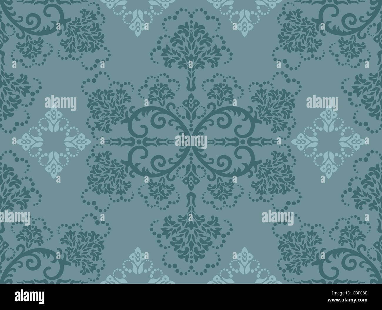 Seamless turquoise floral wallpaper pattern Stock Photo - Alamy