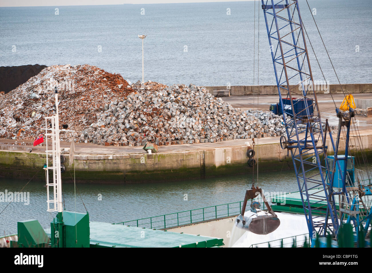 A ship unloading chemicals at Seaham docks near Sunderland, North East ...