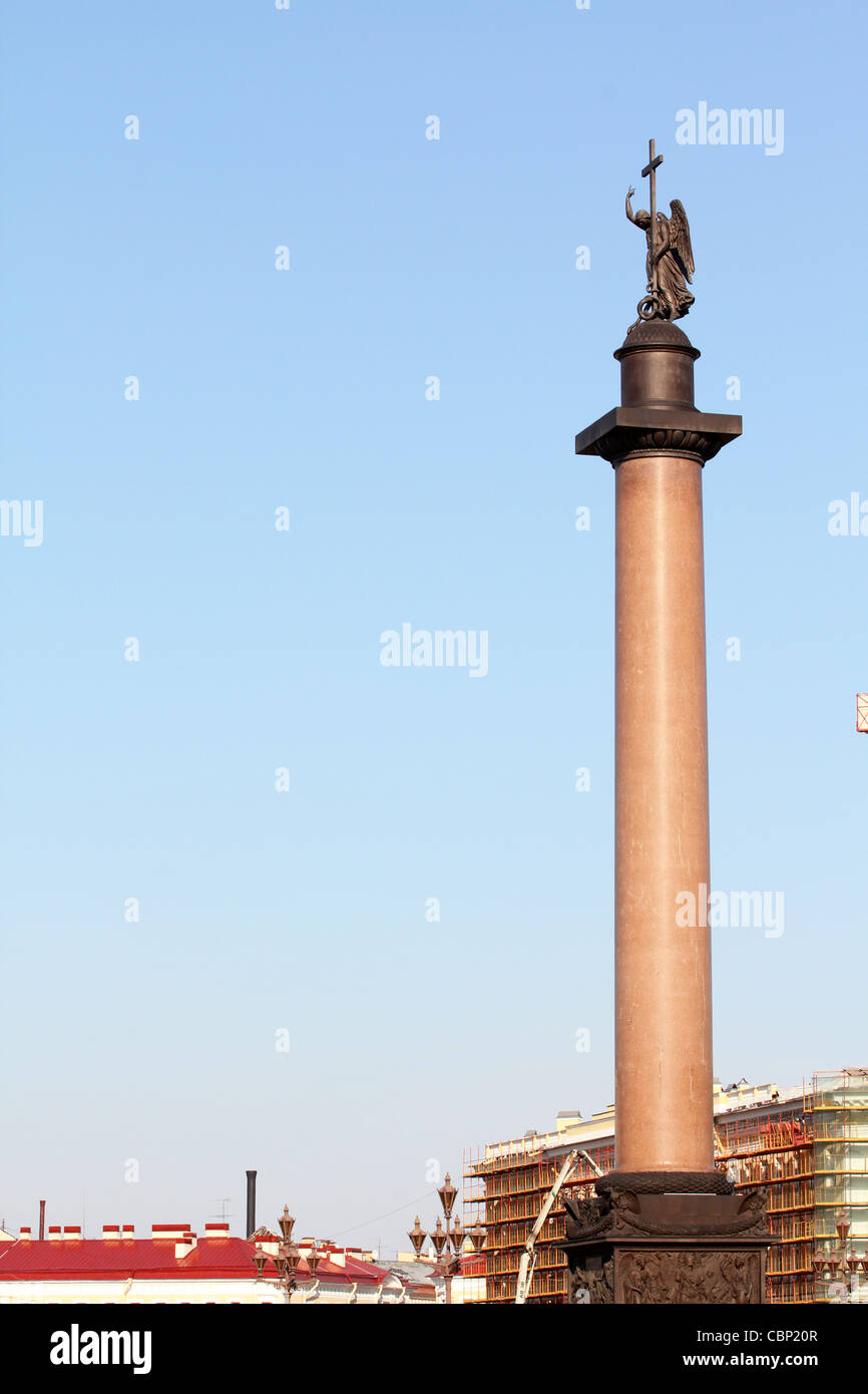 Alexander Column on Palace square in St Petersburg, Russia Stock Photo ...