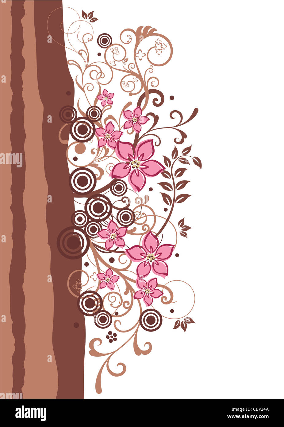 Pink vector flowers swirls border hi-res stock photography and images ...
