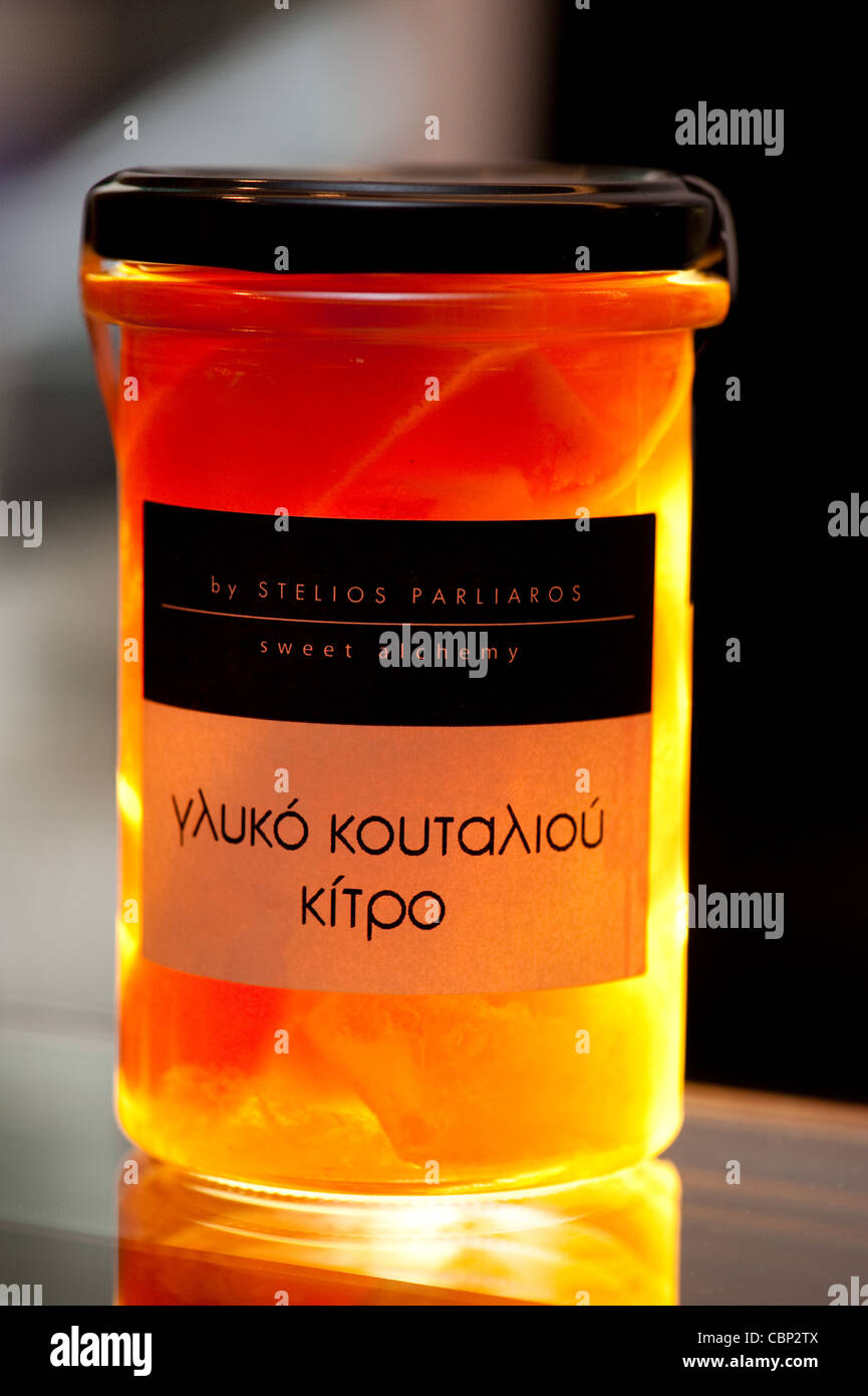 Greek citron sweet in the chic patisserie "Sweet Alchemy" of Stelios ...