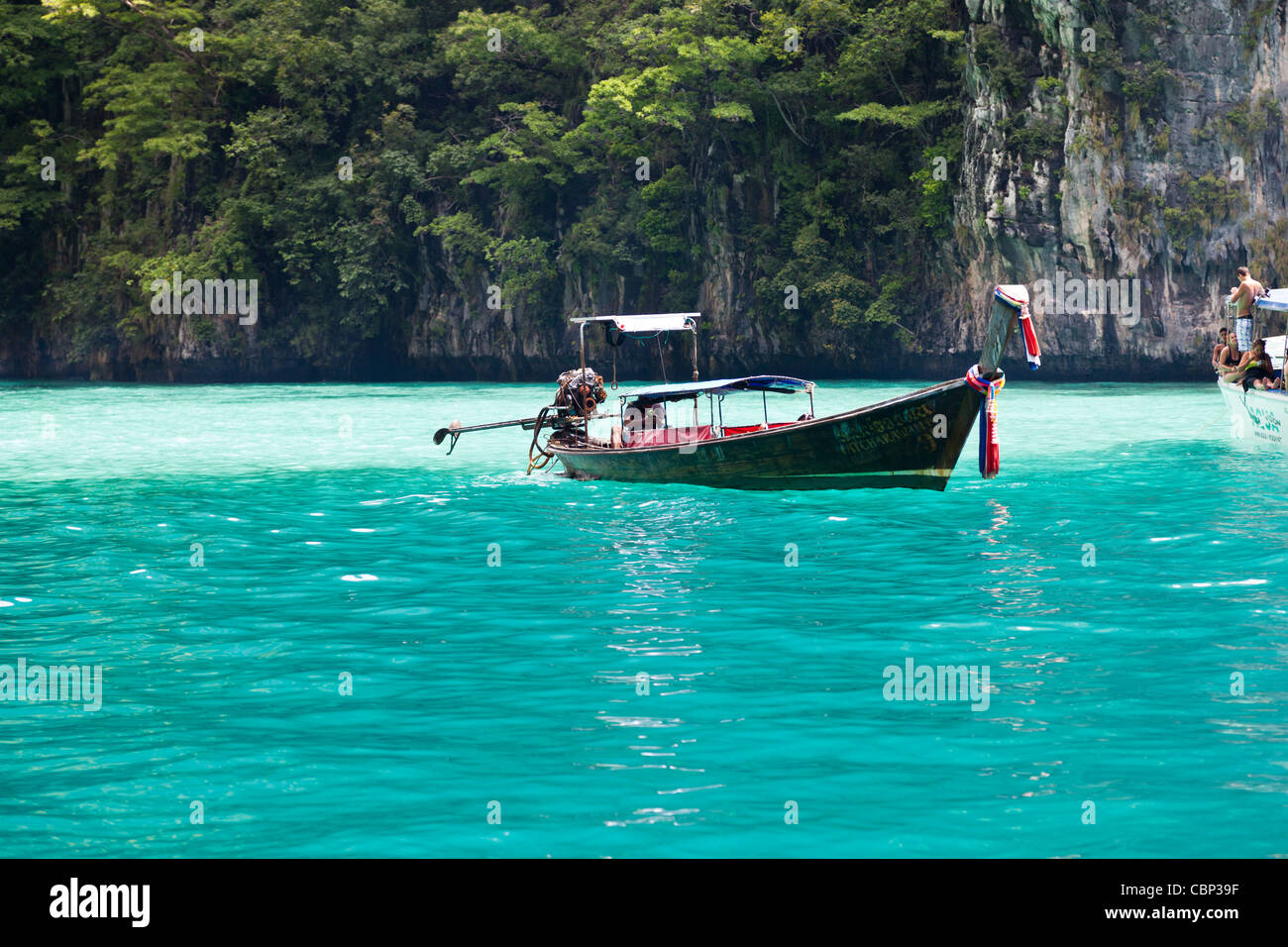 Traditional Thailand boat at Phi Phi islands, Thailand Stock Photo - Alamy