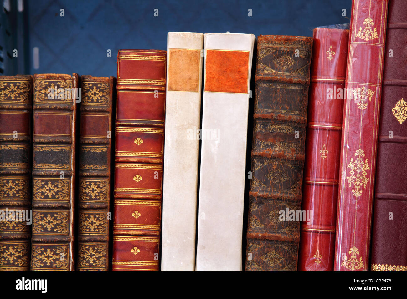 Antique old books standing up hi-res stock photography and images - Alamy