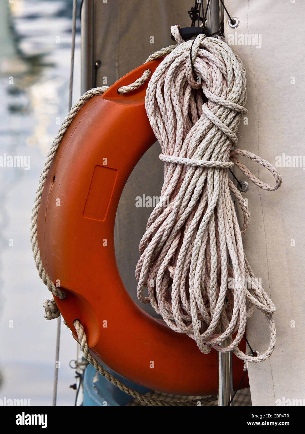 safe belt with ropes on the boat Stock Photo - Alamy