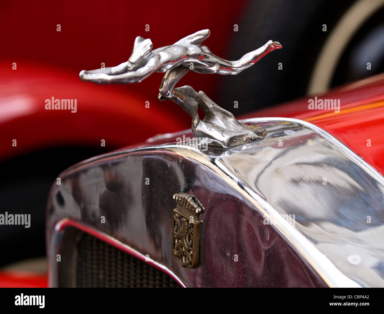 ornament on the old red car Stock Photo - Alamy