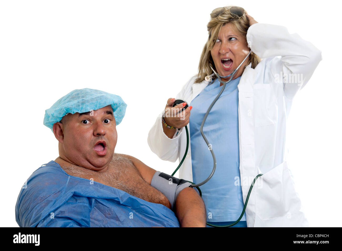 Large male patient in a wheelchair with doctor Stock Photo - Alamy