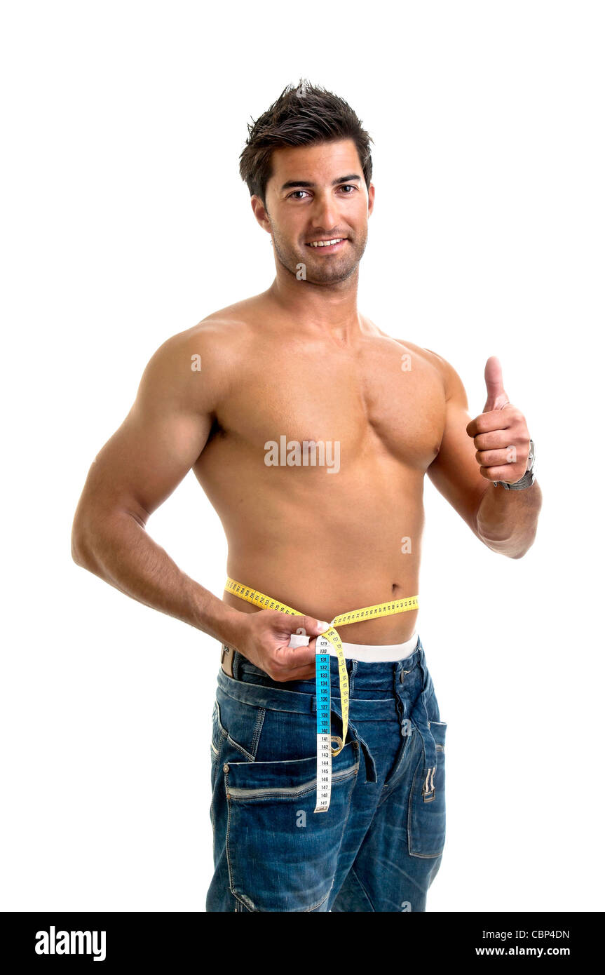 Muscular man measuring body mass hi-res stock photography and images ...