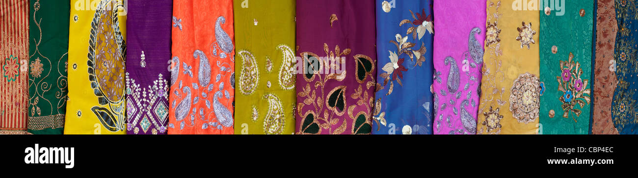 Colourful Indian sari pattern. Panoramic Stock Photo - Alamy