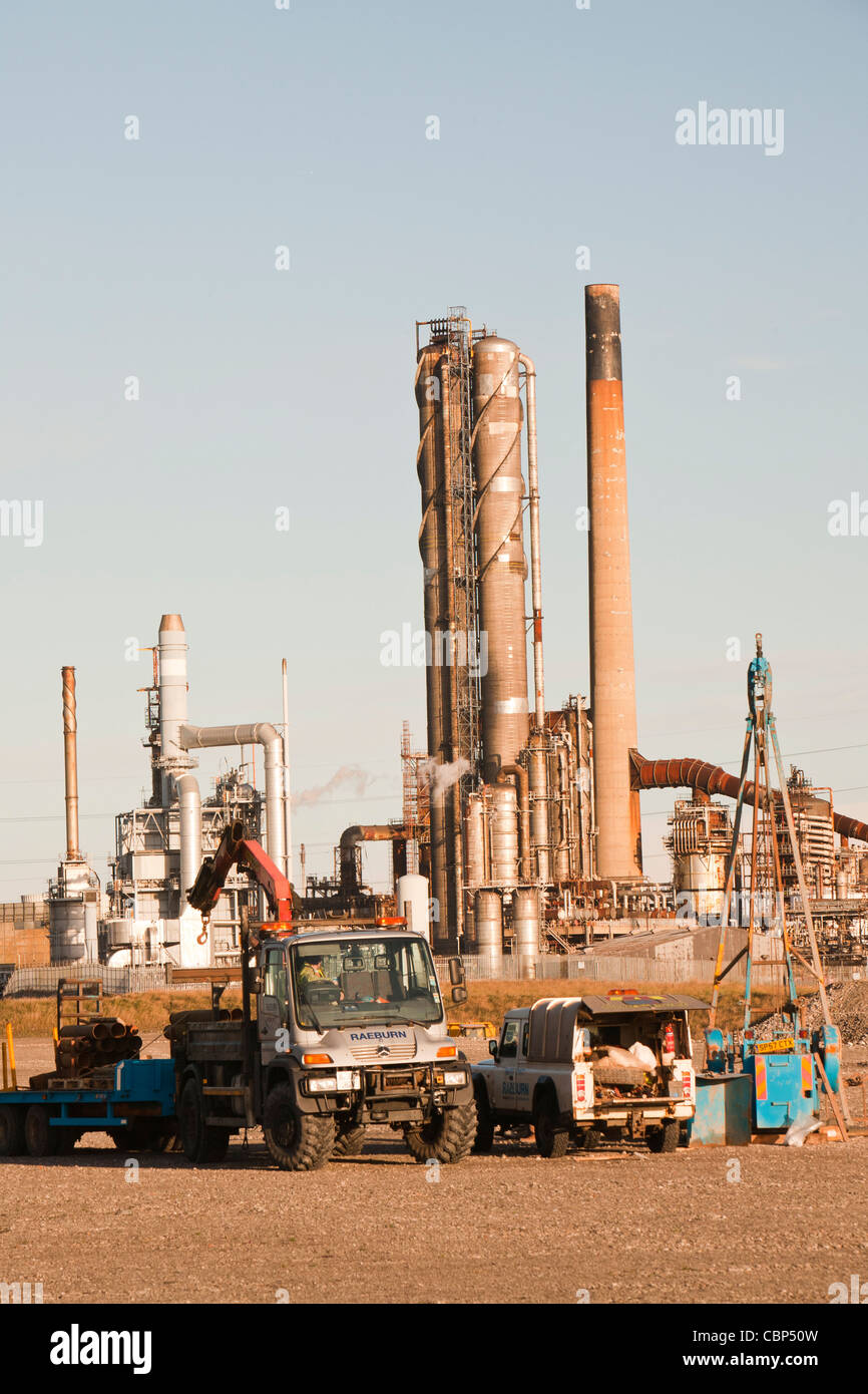 A drilling rig in front of a petrochemical plant at Seal Sands on ...