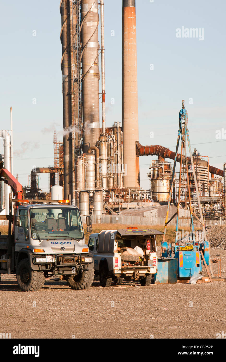 A drilling rig in front of a petrochemical plant at Seal Sands on ...