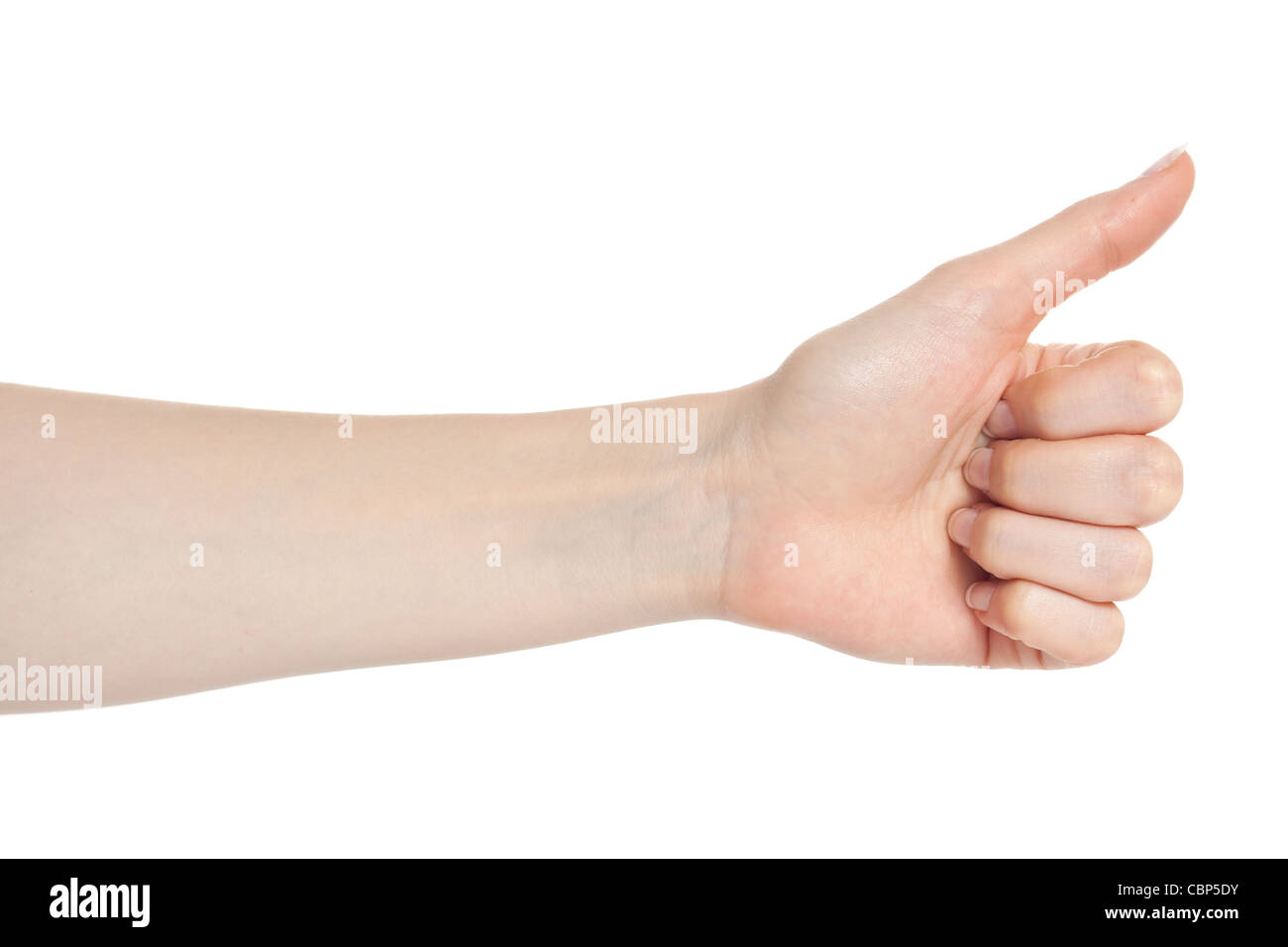 Woman hand showing success gesture with thumb up Stock Photo - Alamy