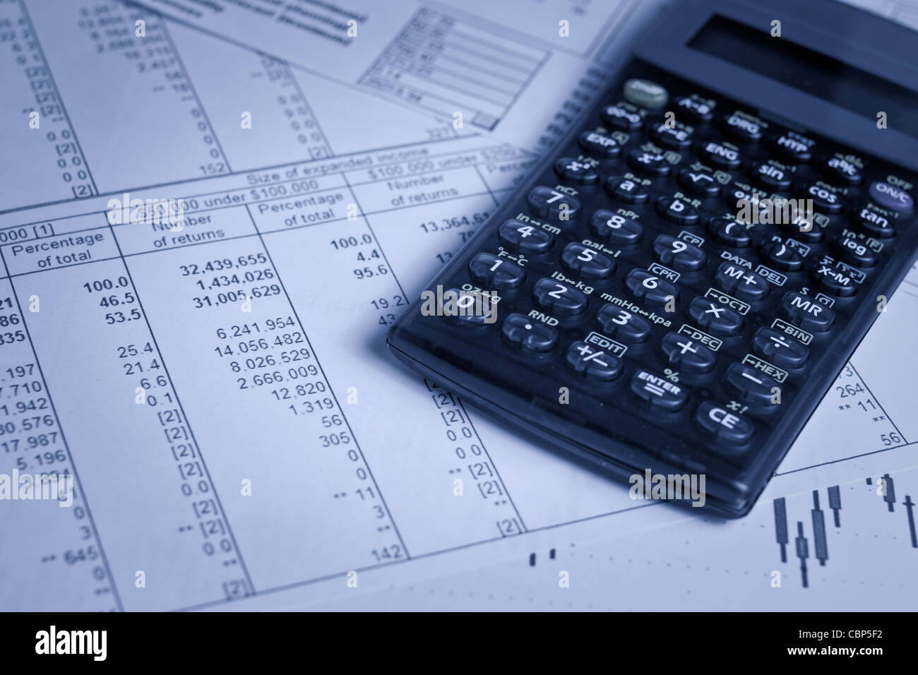 Calculator and financial papers on the office table Stock Photo - Alamy