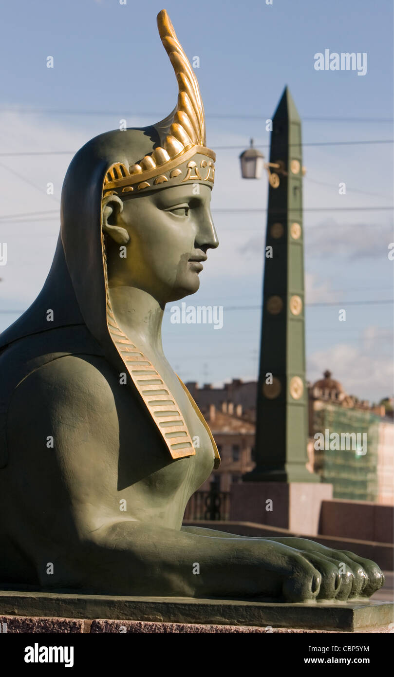 St. Petersburg. Fontanka River Embankment. Egyptian bridge. Sphinx ...