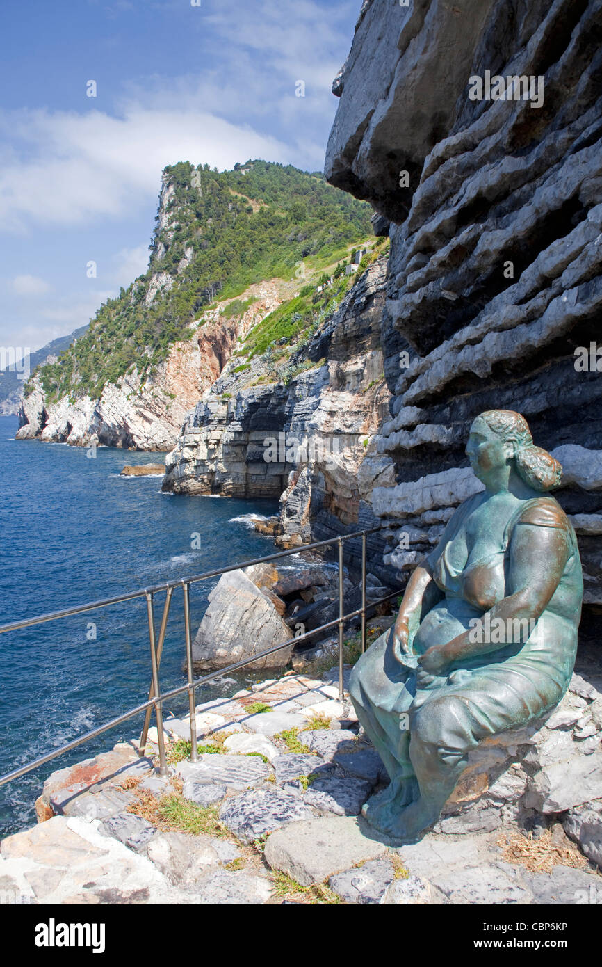 Bronze sculpture called 'Mother Earth' by Scorzelli, coast at Porto ...