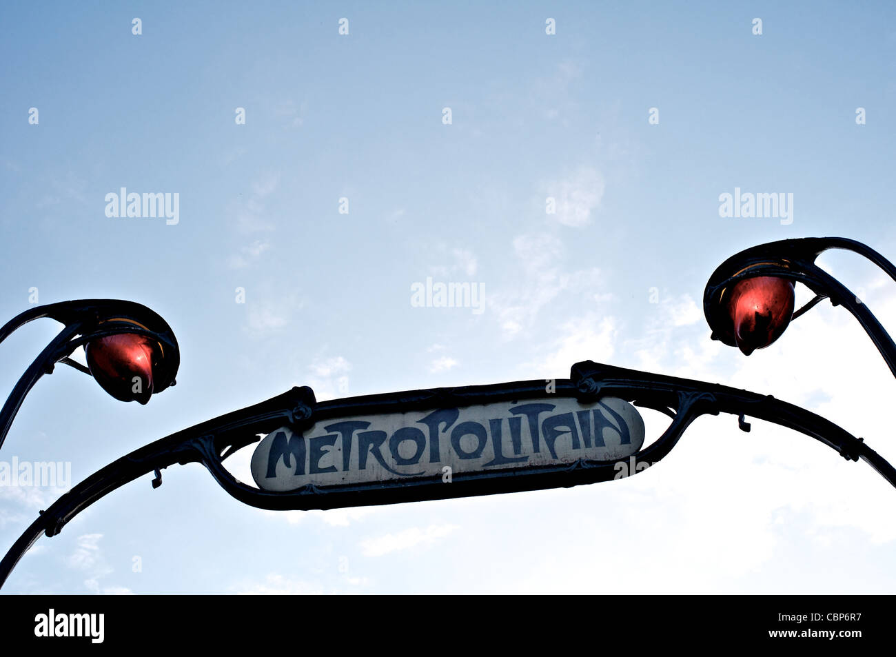 Paris Metro sign at exit stairs at Montmartre Station Stock Photo - Alamy