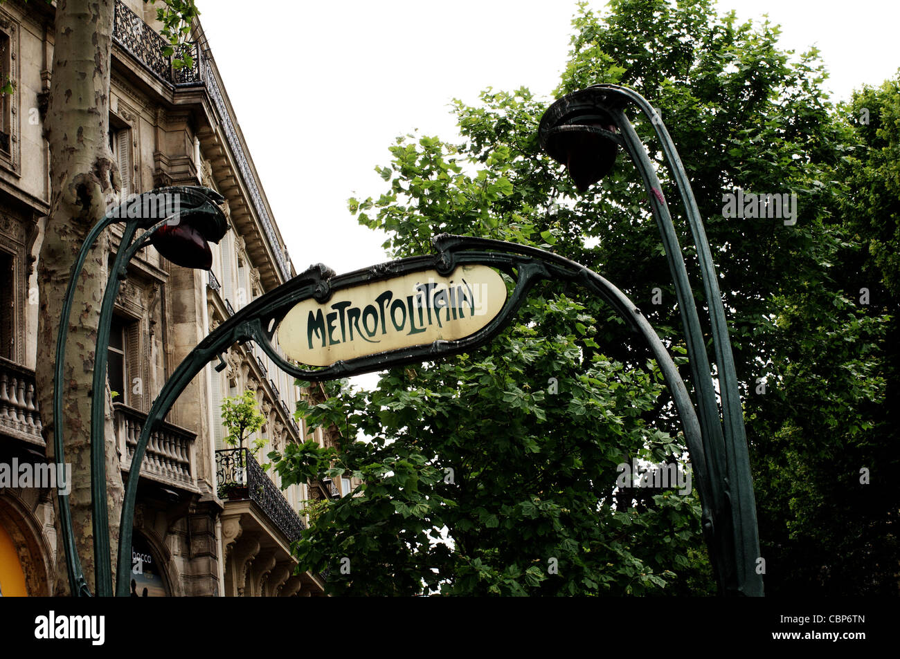 Paris Metro sign at exit stairs in St Germain Stock Photo - Alamy