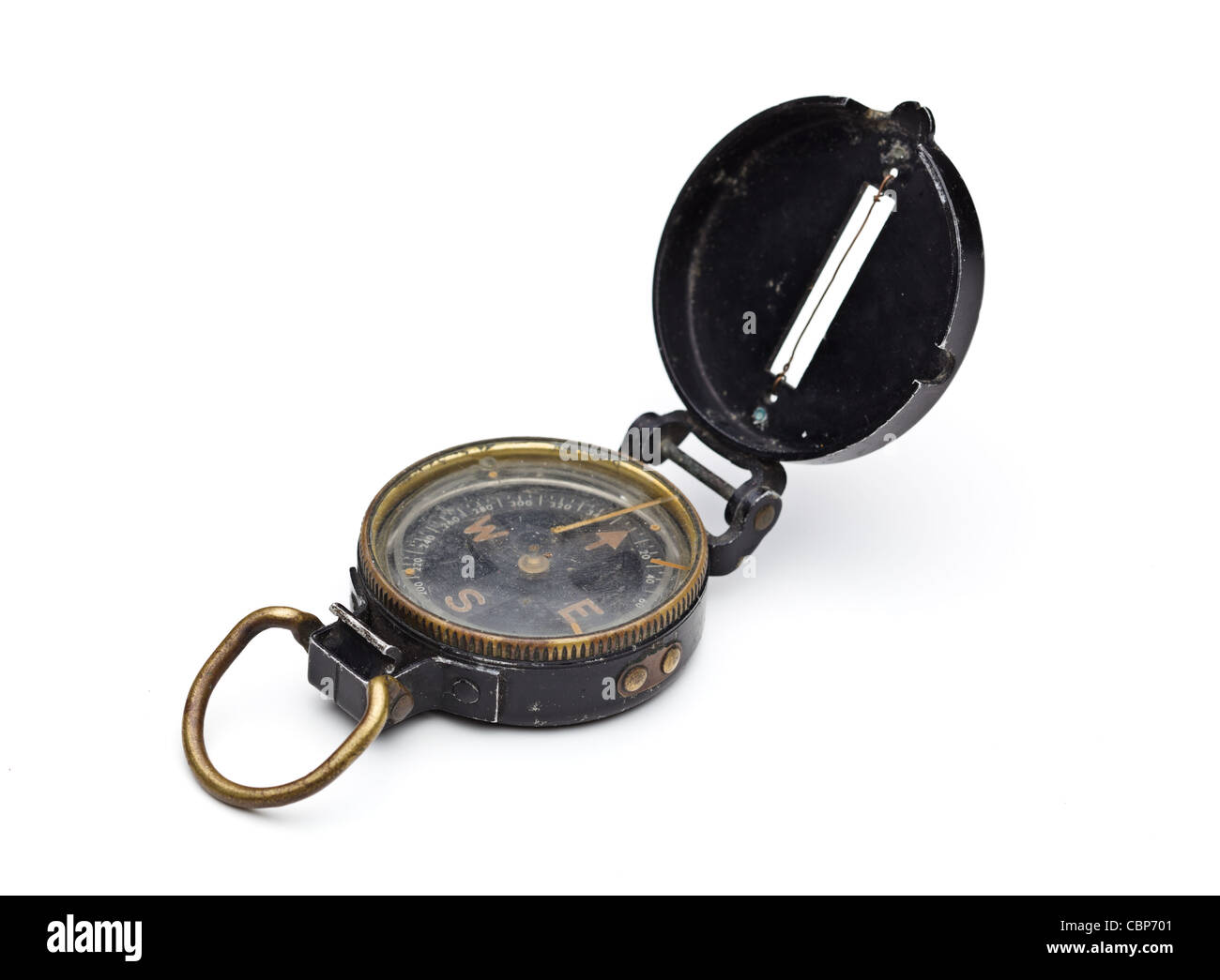 Old compass on white background with soft shadow Stock Photo - Alamy