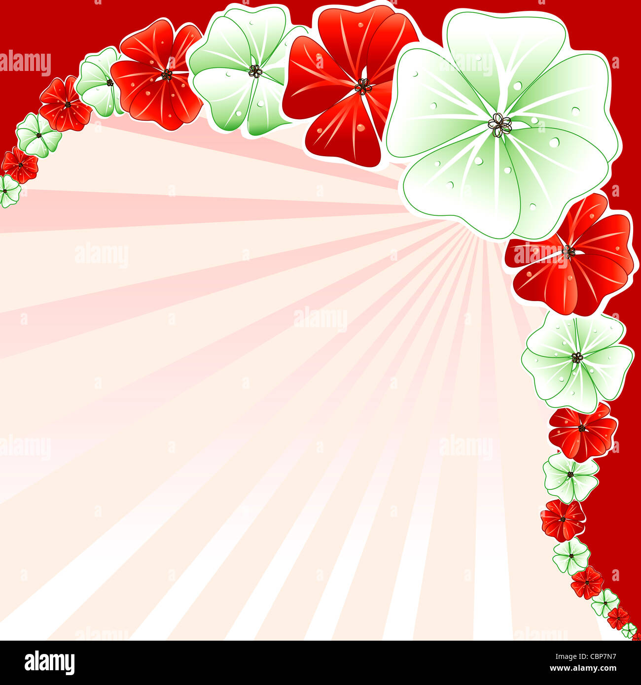 Vector Illustration of Red with Green Floral Background Stock Photo - Alamy