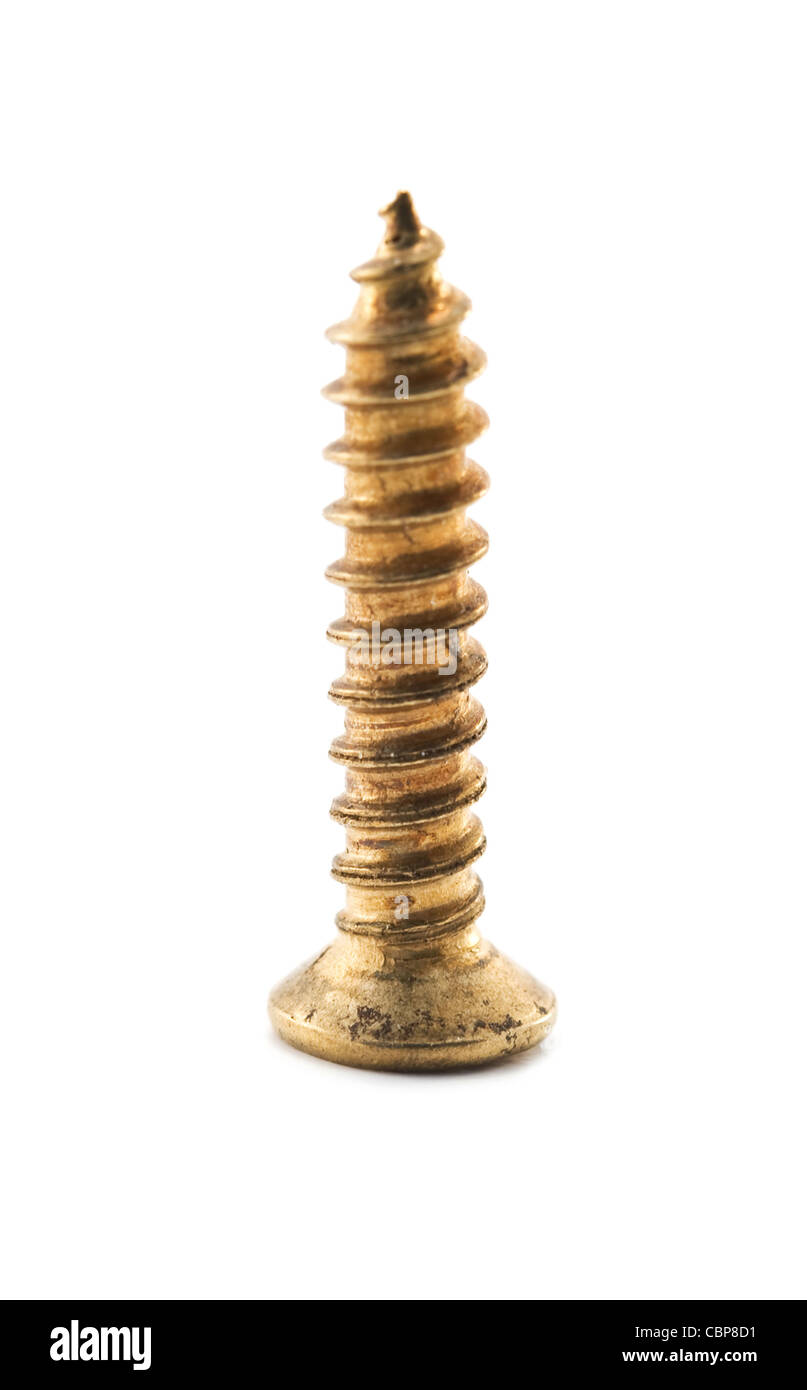 a yellow screw is isolated on white Stock Photo - Alamy