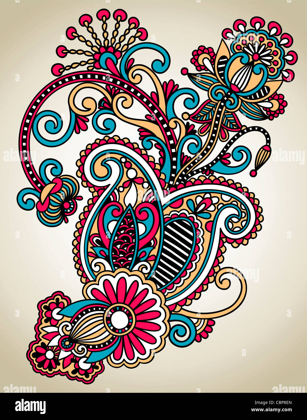 line art ornate flower design Stock Photo - Alamy