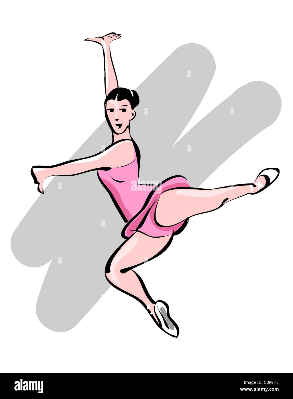 Ballet pose jump color illustration Stock Photo - Alamy